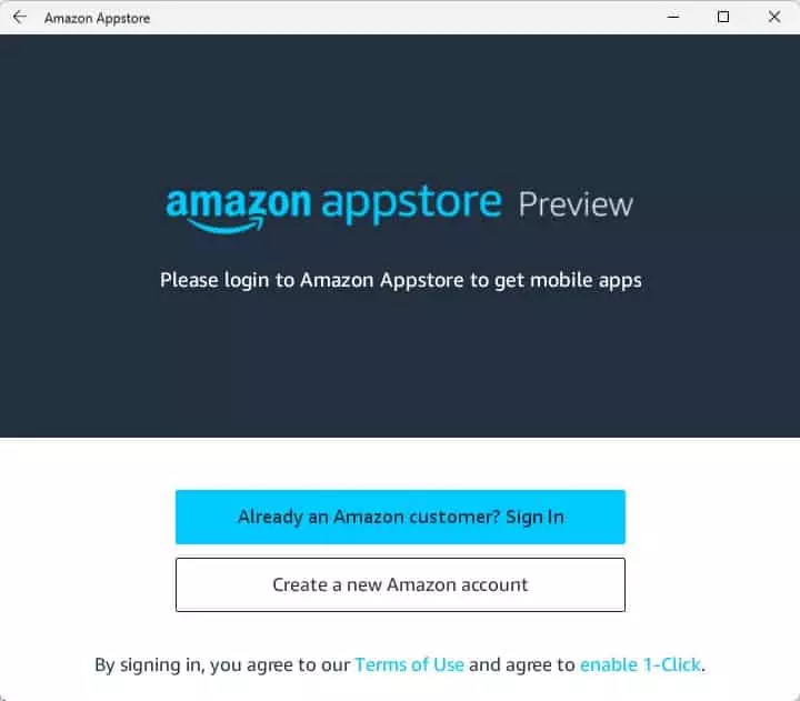 Amazon AppStore dina Windows 11