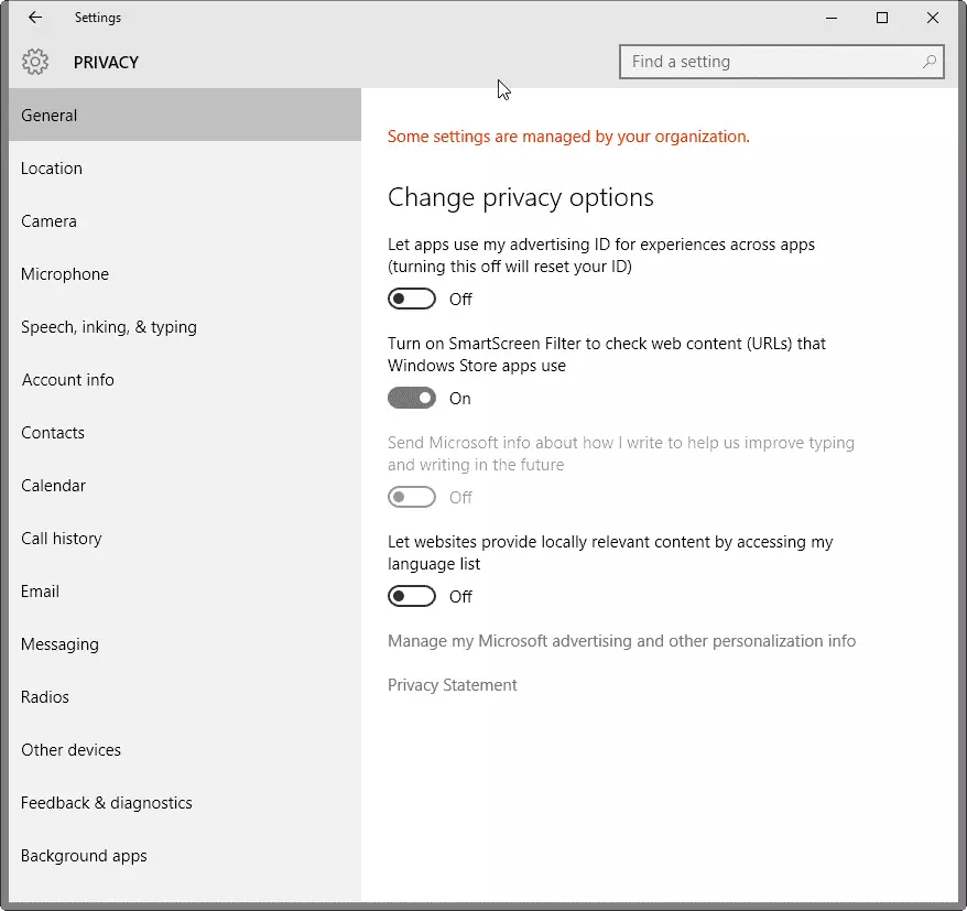 Windows 10 soukromí