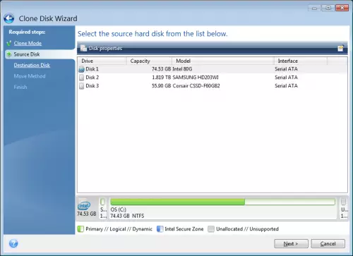 intel solid state drive migration