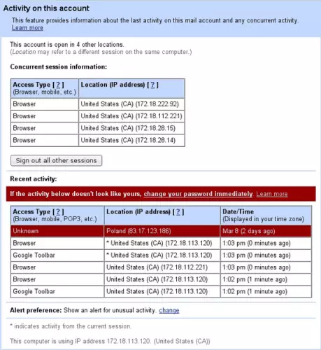 Gmail корбаронро аз фаъолияти шубҳаноки ҳисоб огоҳ мекунад 21432_2