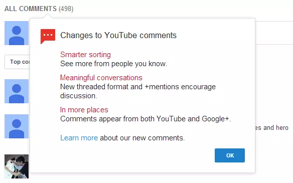 változások a youtube-os megjegyzésekben