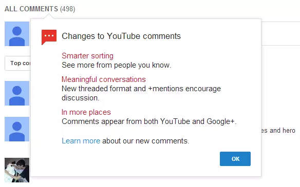 modifications des commentaires youtube