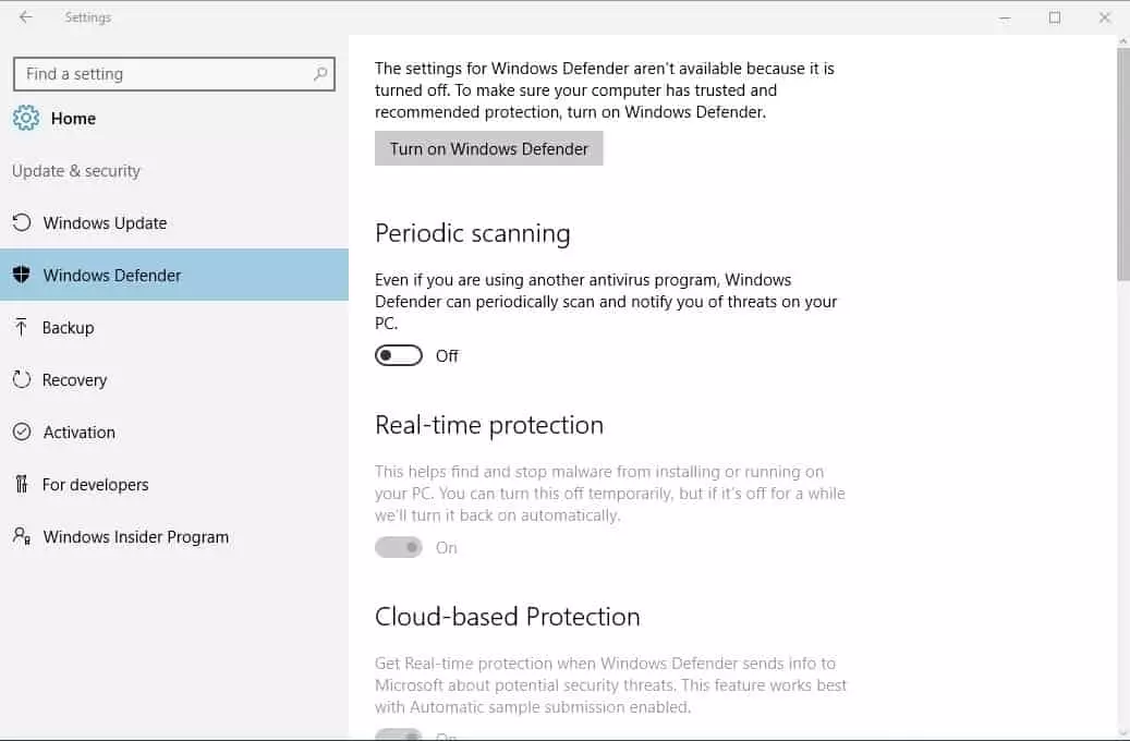 windows 10 periodic scanning