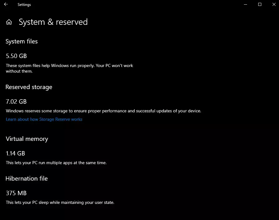 Windows 10 rezervētā krātuve