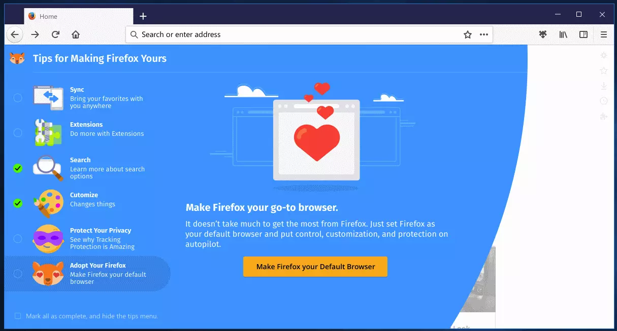 Firefox ဖိုတွန် အကြံပြုချက်များ ၆