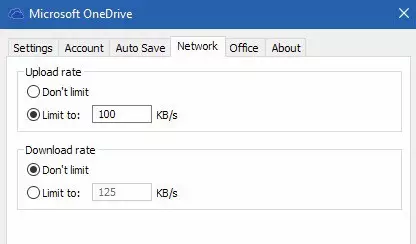 onedrive սահմանաչափի վերբեռնման ներբեռնման արագությունը