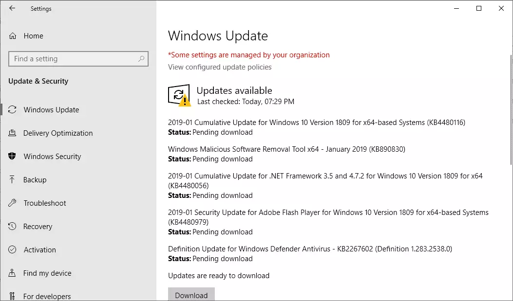 Windows Updates Janoary 2019