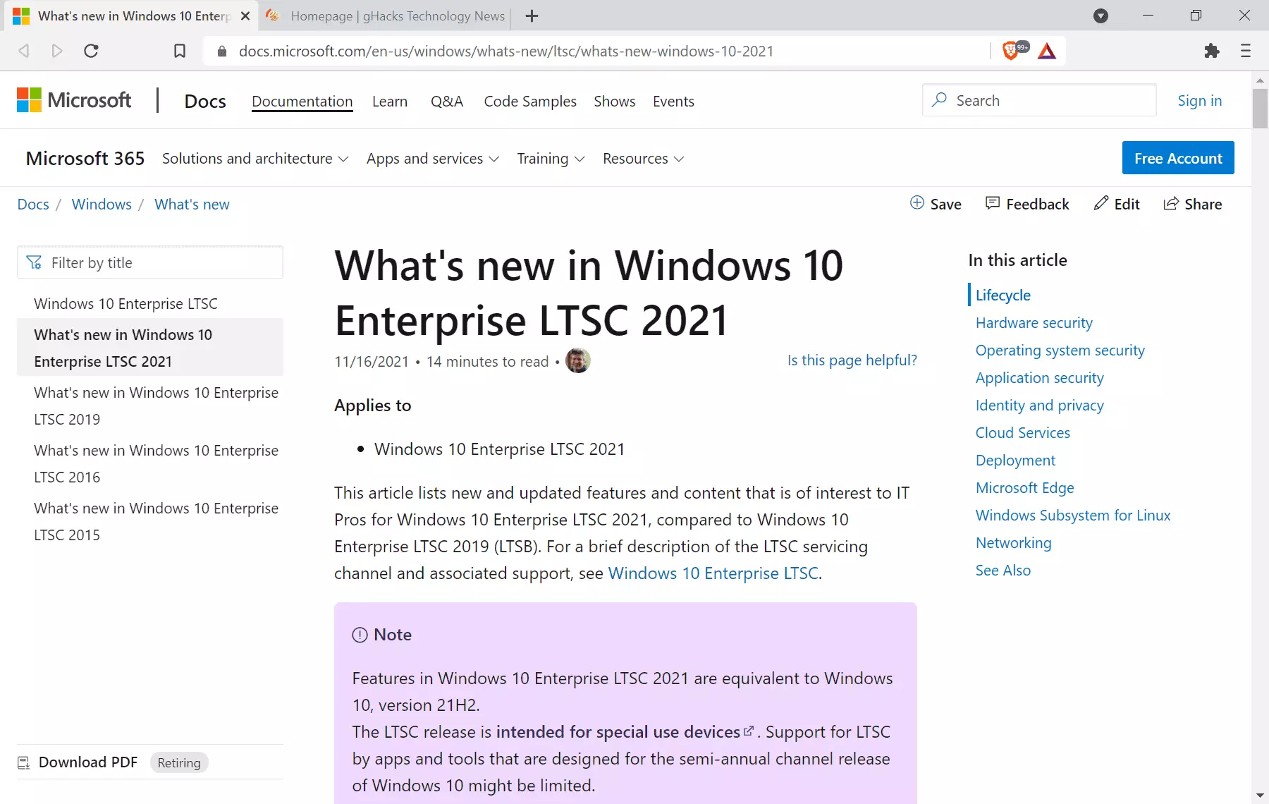 نظام التشغيل windows 10 enterprise ltsc 2021