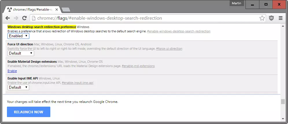 Chrome desktop хайлтын дахин чиглүүлэлт