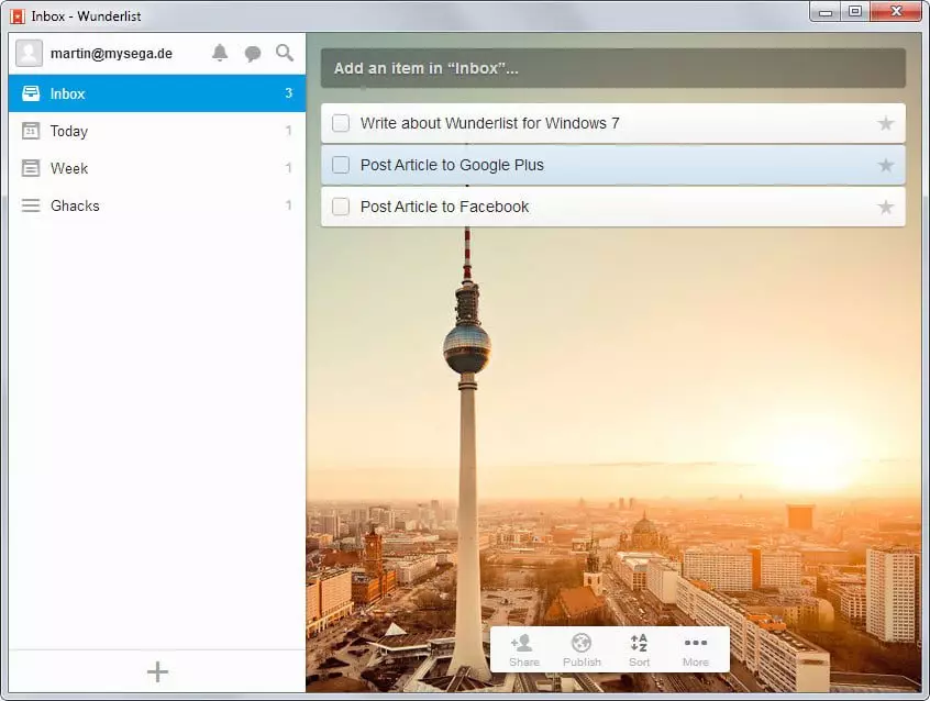 تم إصدار Wunderlist To-Do Manager لنظام التشغيل Windows 7