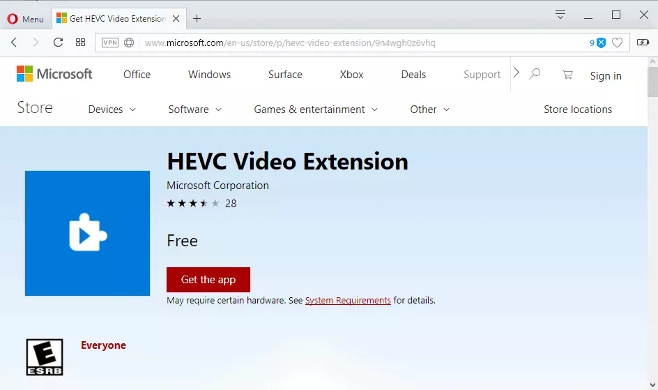 hevc na extension ng video