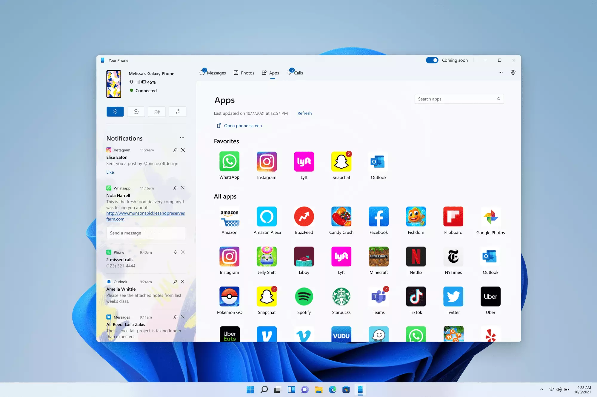 Ihre Telefon-App unter Windows 11 mit Apps