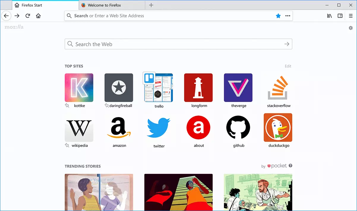 Firefox 57 Photon makete: tok aktivnosti, biblioteka, kompaktni način rada, više