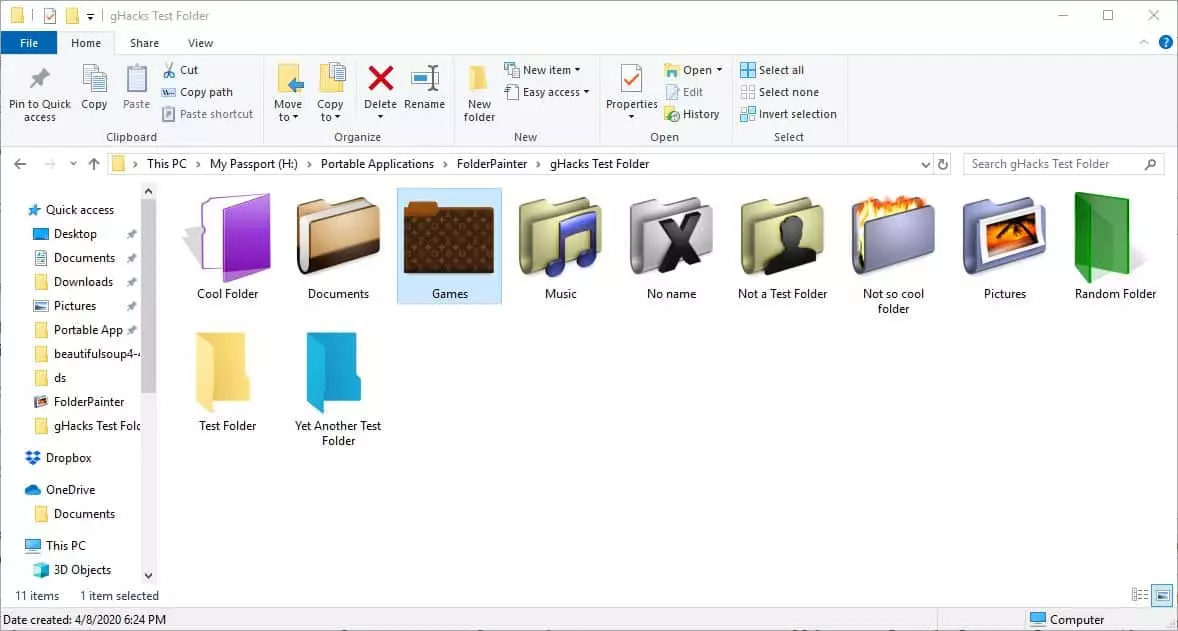 Folder Painter minangka alat freeware sing ngidini sampeyan ngganti warna lan lambang folder kanthi cepet