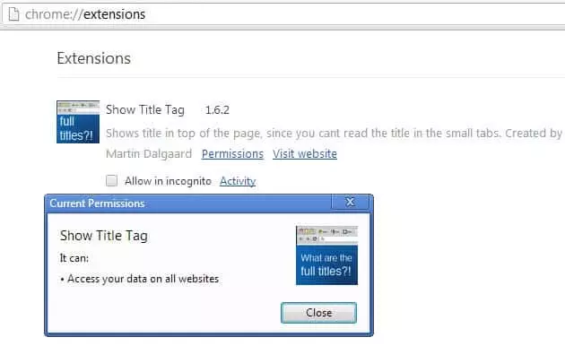 google chrome extension permissions screenshot