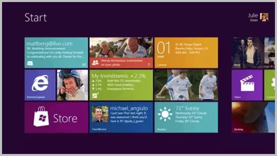 interfície de vídeo de Windows 8