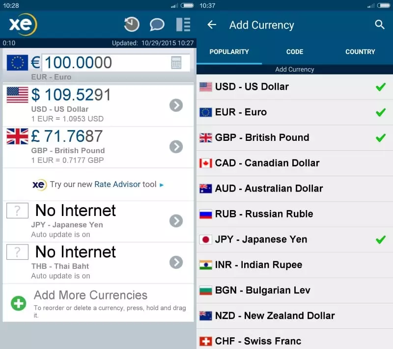 xe currency converter android