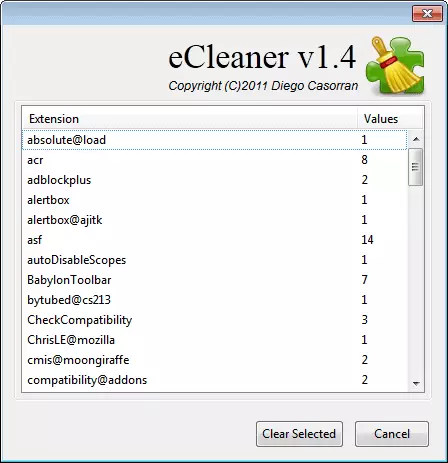 ecleaner 깨끗한 파이어 폭스 환경 설정
