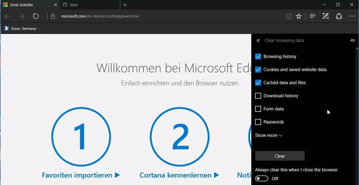 Microsoft Edge libero all'uscita