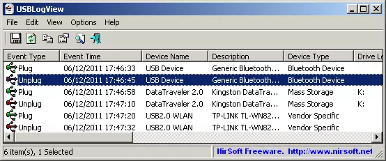 Log USB-driveverbindingen in Windows met USBLogView