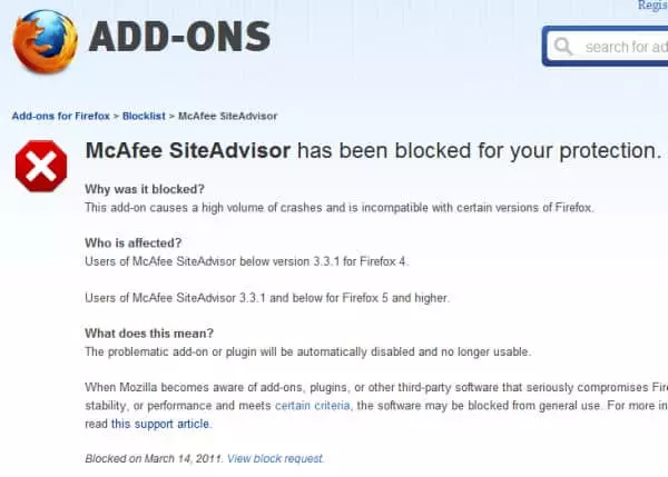 mcafee সাইট উপদেষ্টা