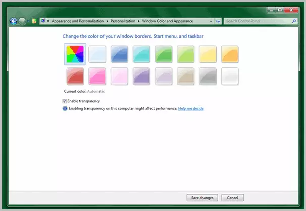 coloració automàtica de windows aero