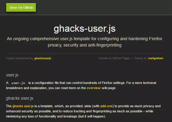 ghacks प्रयोगकर्ता js