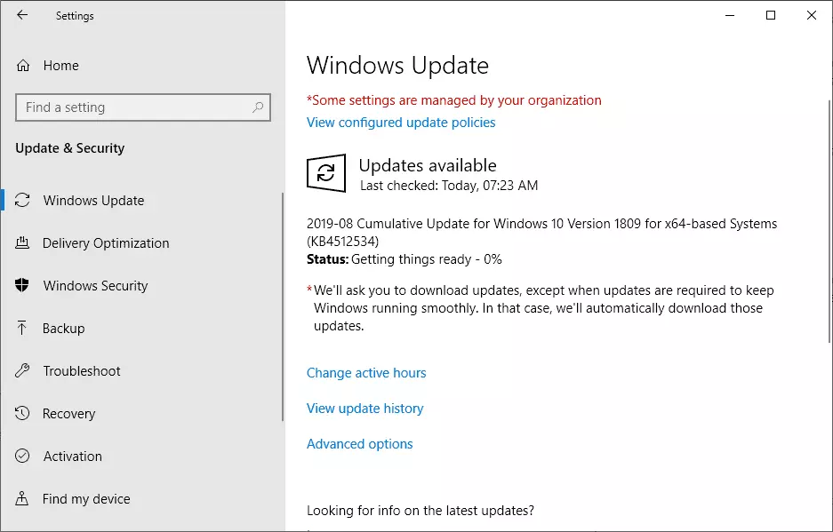 KB4512534 windows 10 1809