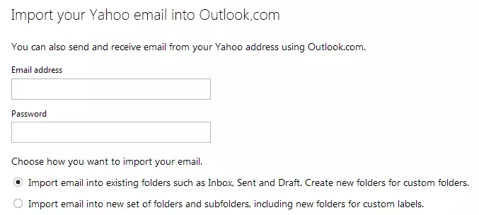 импортиране на yahoo mail в Outlook