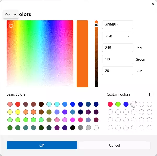 عرض اسم لون MS Paint