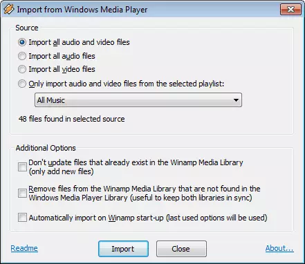 windows media player winamp import