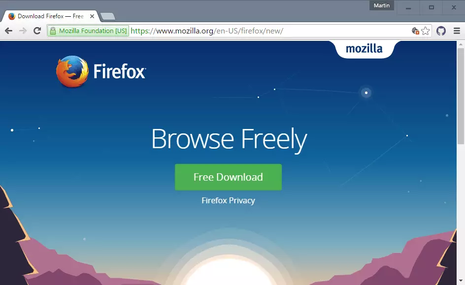 upakuaji wa firefox