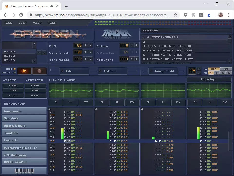 amiga tracker Javascript