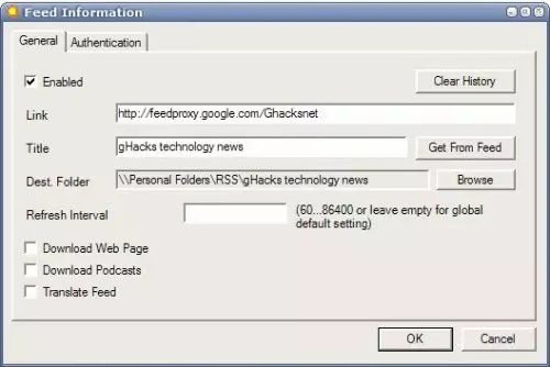 Outlook rss