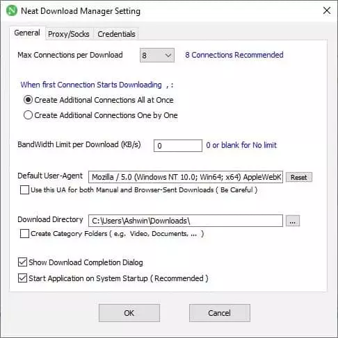 Neat Download Manager ezarpenak