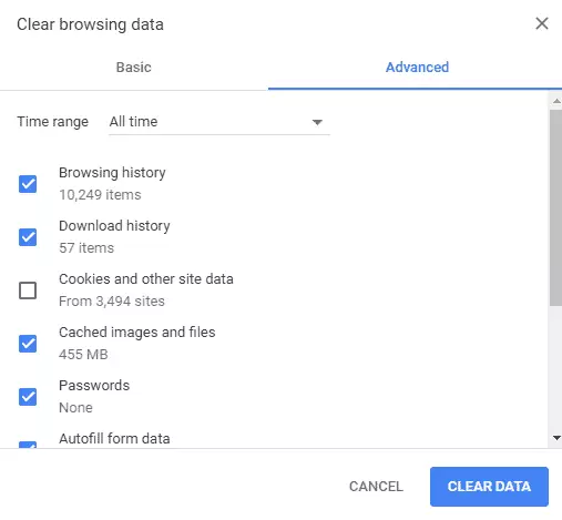 Chrome erweiterte Browserdaten löschen