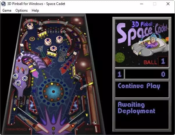 3d pinball fyrir Windows Space Cadet