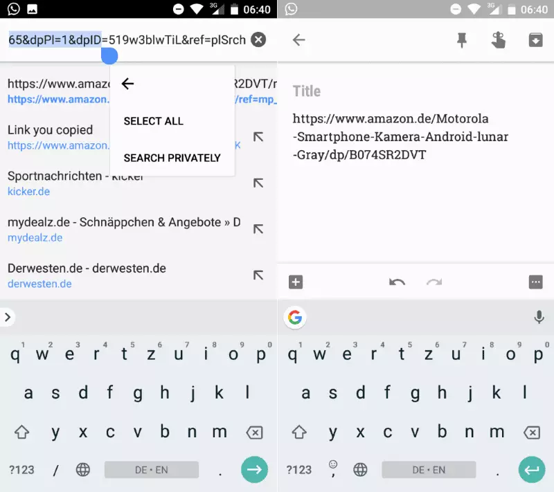 chrome 64 android saites kopīgošana