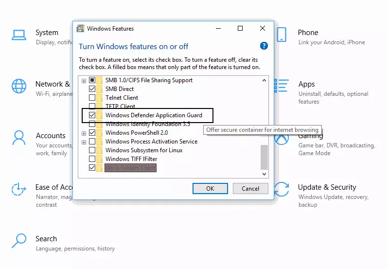Windows-Defender-Anwendungsschutz Windows 10 Pro