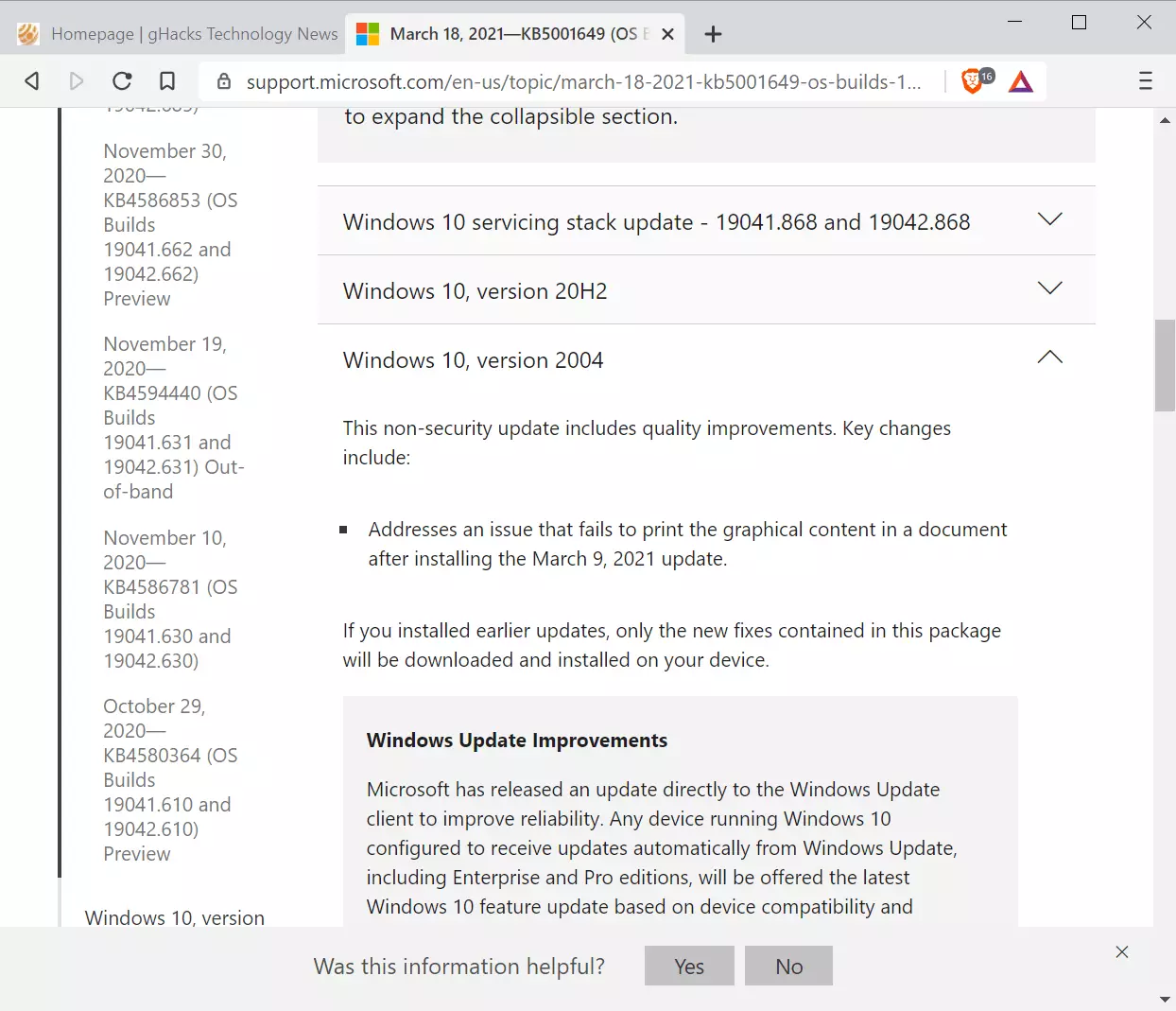 Windows 10 utskriftsfiks valgfri oppdatering