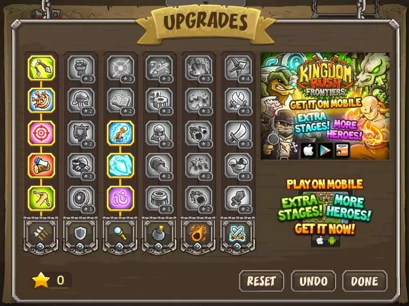 kingdom rush frontiers ကျွမ်းကျင်မှု