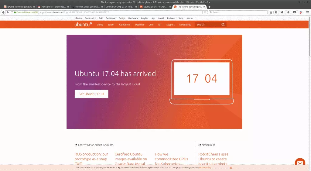 Домашняя страница Ubuntu