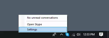 hapana yekuvhara skype menyu