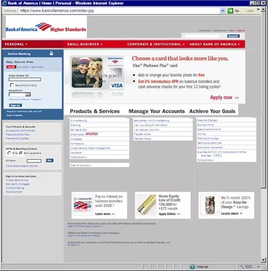 bank of america phishing site