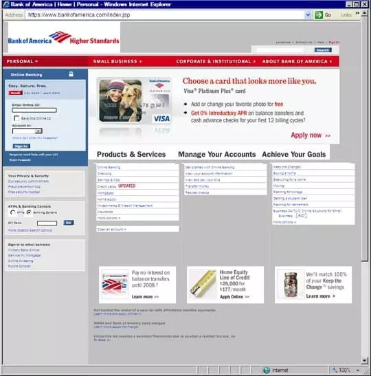 saịtị phishing bank of America