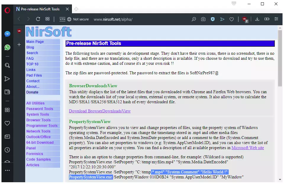 nirsoft pre-release na software