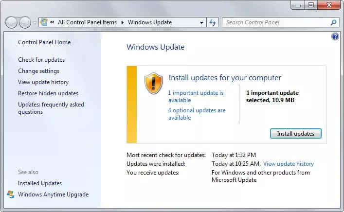 Windows-oppdateringer kommer inn