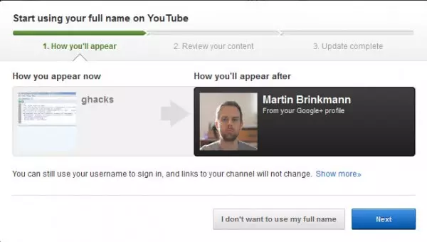 comeza a usar o teu nome completo en youtube