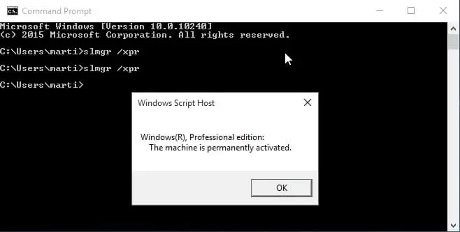Windows 10 команданы активлаштыру