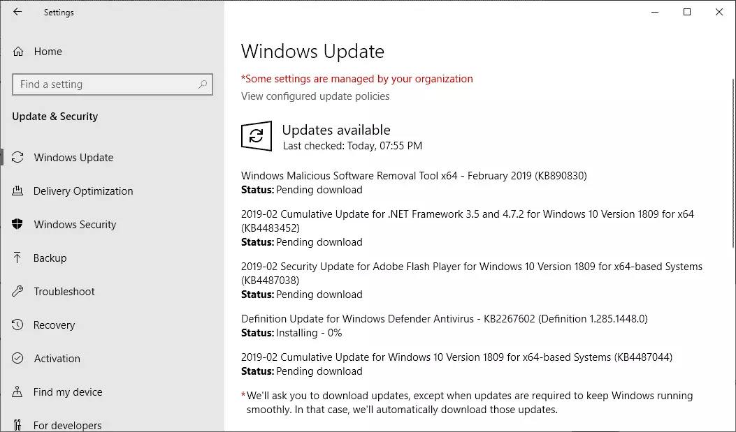 تحديثات أمان Microsoft windows 2019 فبراير